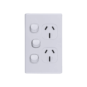 Slimline Double Vertical Powerpoint with Extra Switch 10A