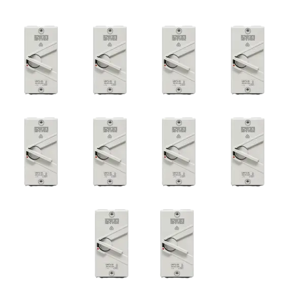 Sparky Pack – 10 X 35A 3 Phase Isolator Switches IP65